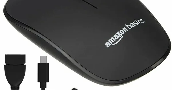 AmazonBasics Wireless Mouse 2.4 GHz Connection, 1600 black